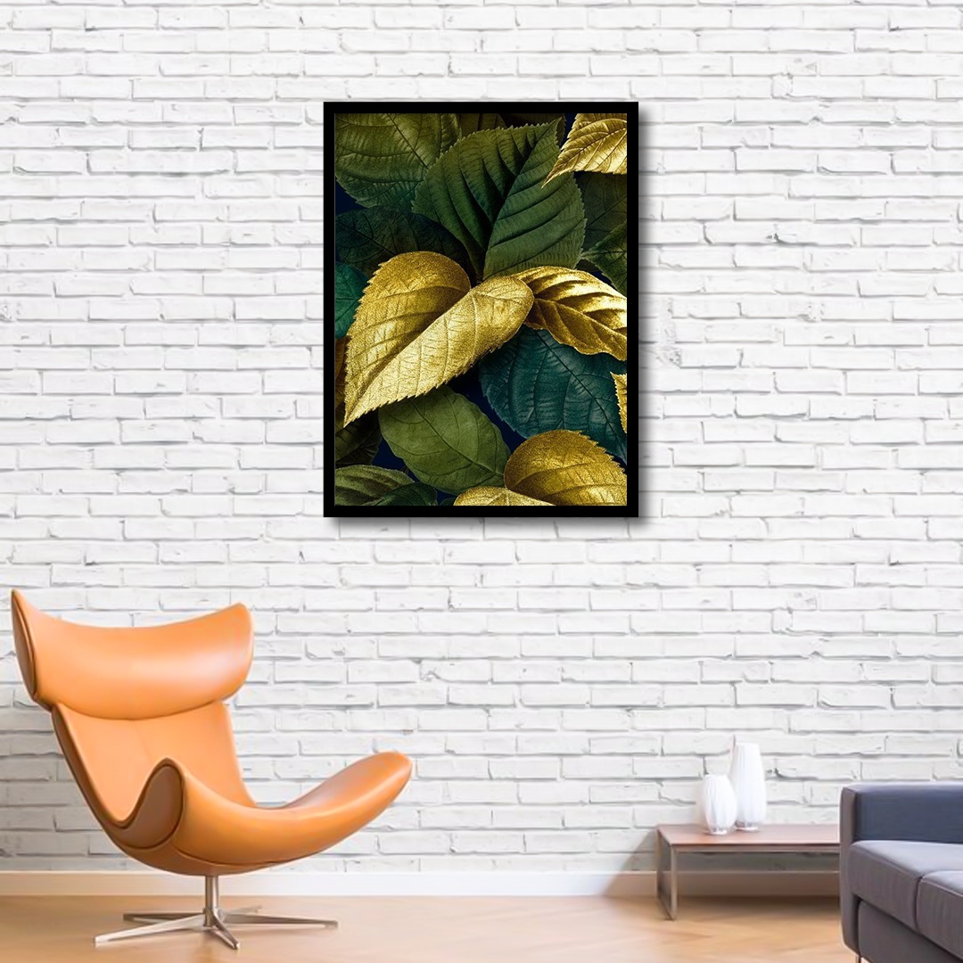 Metallic gold and green leaves Wall Art — Portray | Improve Your Space