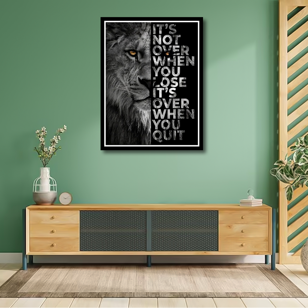 Modern Lion Motivational Quote Canvas Frame | Wall Art – Portray ...