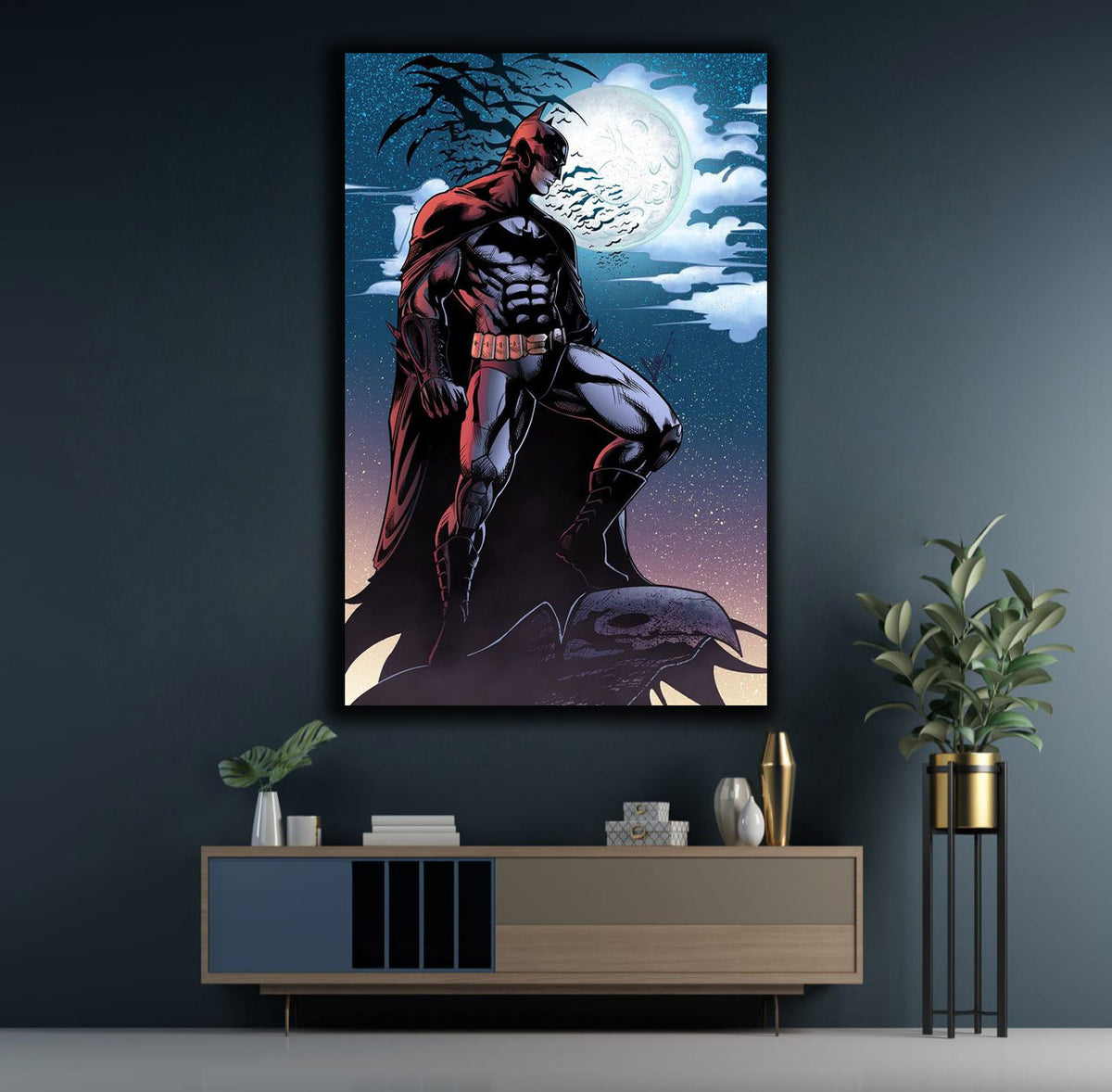 Batman in Moon Night Wall Art — Portray | Improve Your Space
